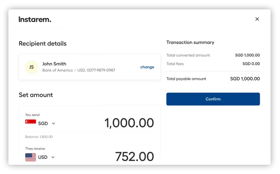 Make international payments with Instarem Singapore